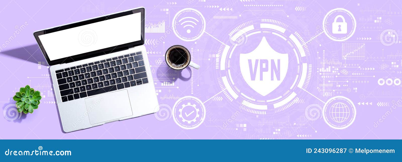 VPN Concept with a Laptop Computer Stock Image - Image of icons ...
