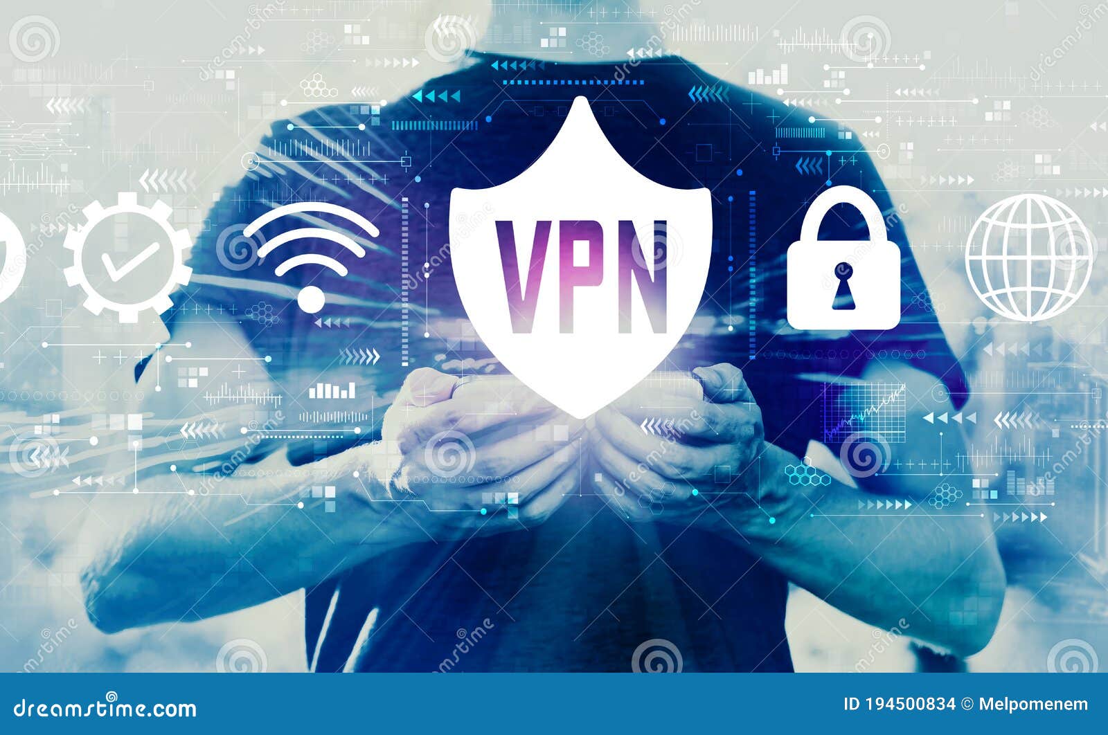 VPN Concept with Man Holding Smartphone Stock Photo - Image of proxy ...