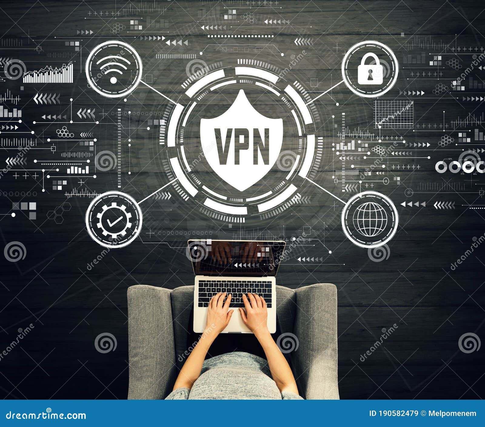 VPN Concept with Person Using a Laptop Stock Image - Image of ...