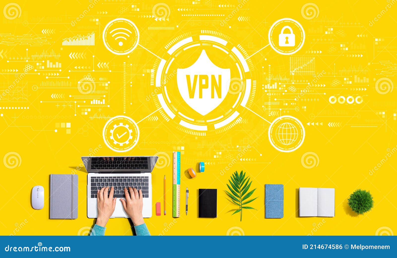 VPN Concept with Person Using a Laptop Stock Photo - Image of ...