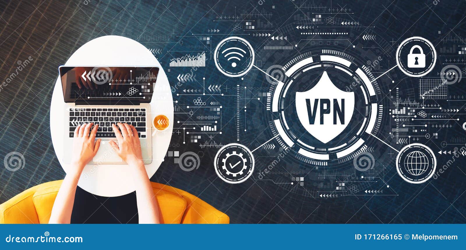 VPN Concept with Person Using a Laptop Stock Image - Image of connect ...