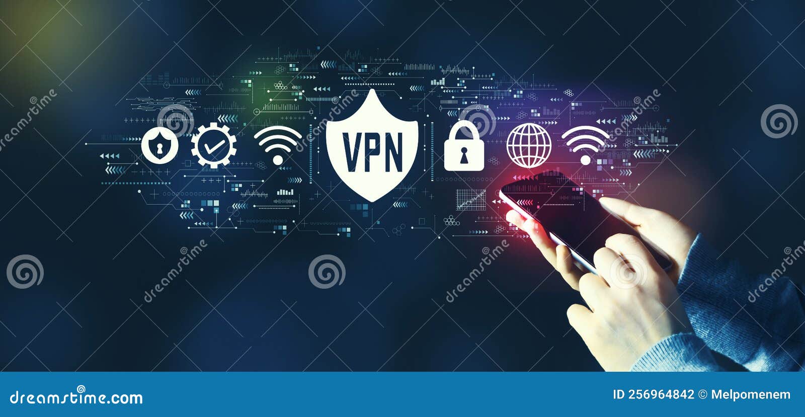 VPN Concept with Person Using Smartphone Stock Photo - Image of secure ...