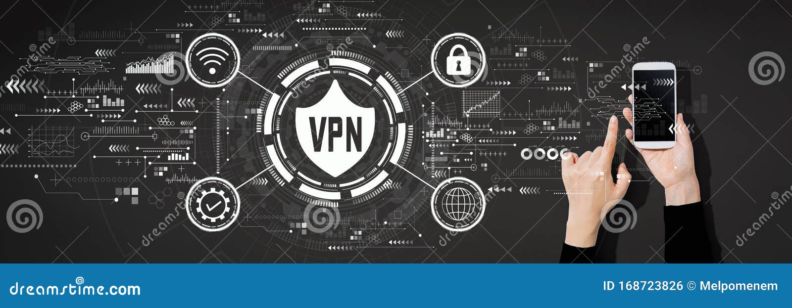 VPN Concept with Person Using a Smartphone Stock Photo - Image of ...