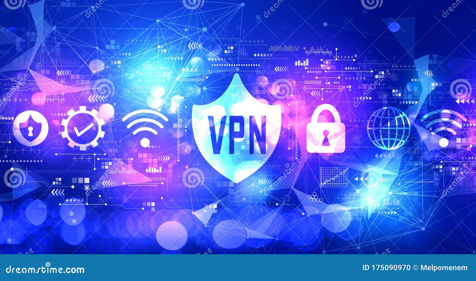 VPN Concept with Technology Light Background Stock Photo - Image of ...