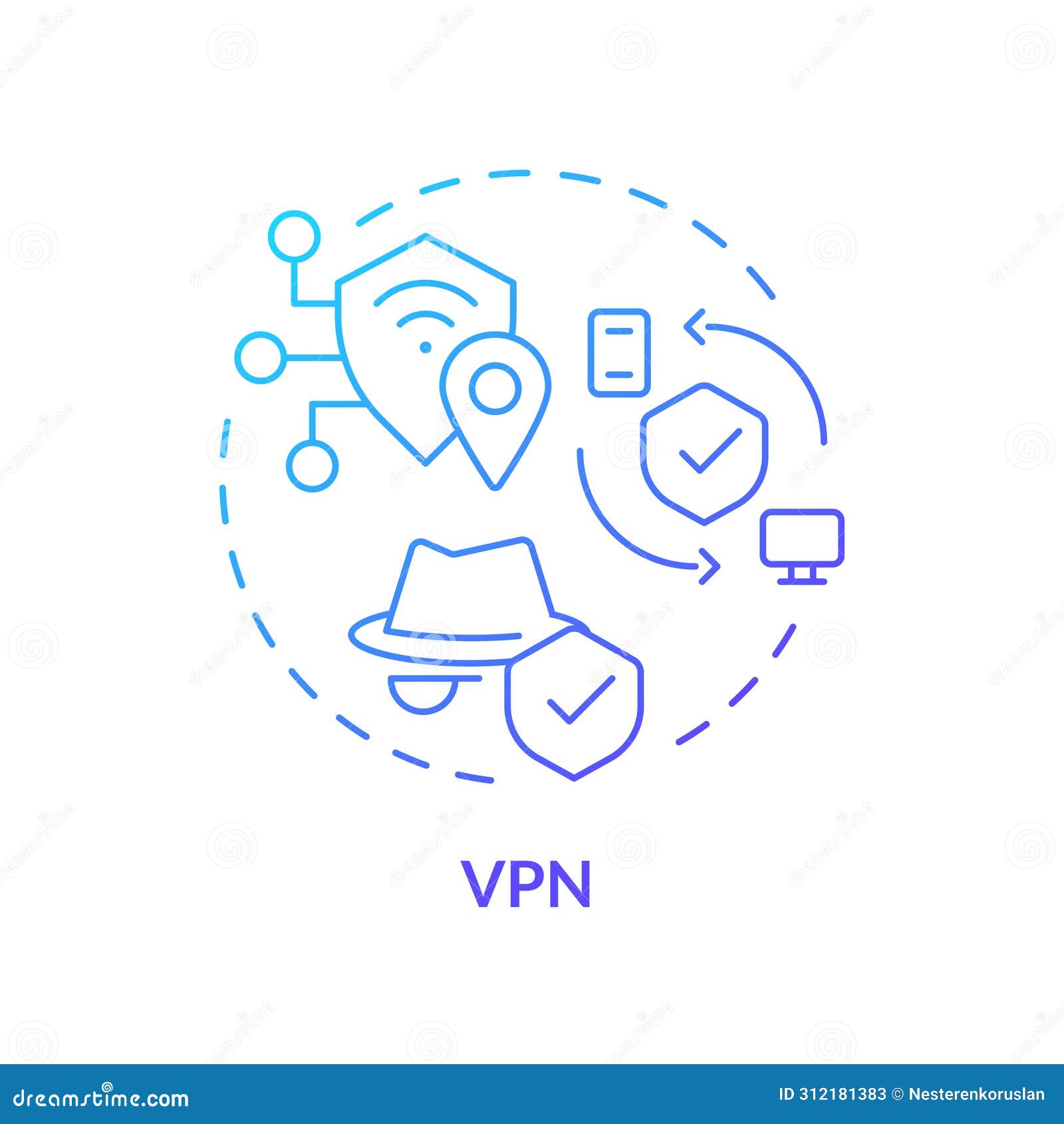 Vpn Connection Type Blue Gradient Concept Icon Stock Vector ...