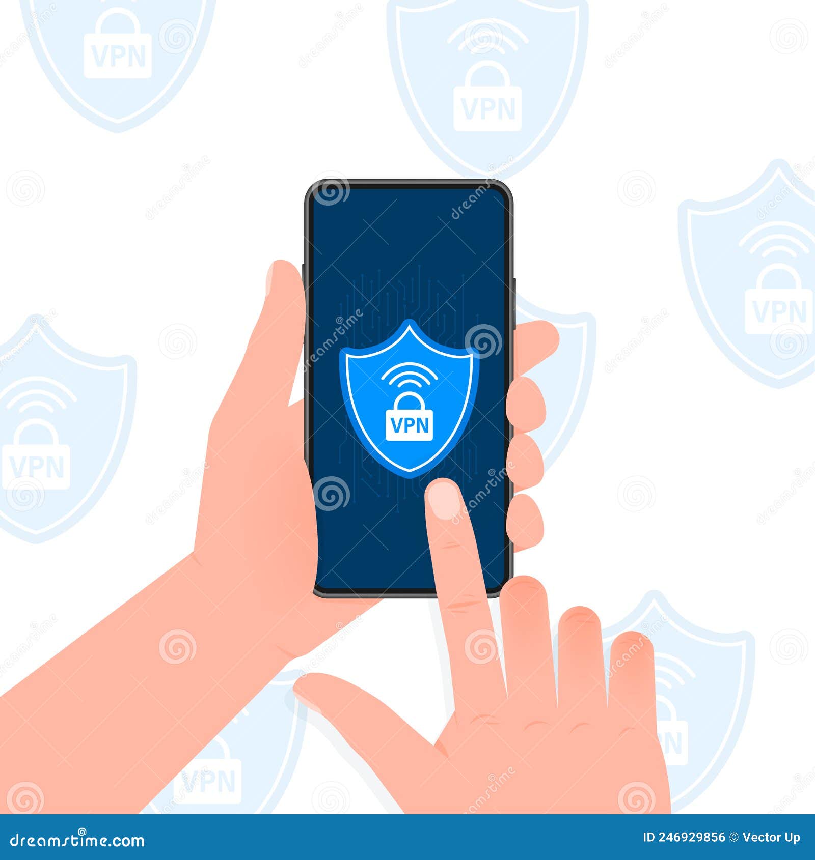 VPN Flat Blue Secure Label on White Background. Vector Illustration ...