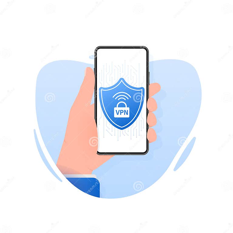 VPN Flat Blue Secure Label on White Background. Vector Illustration ...