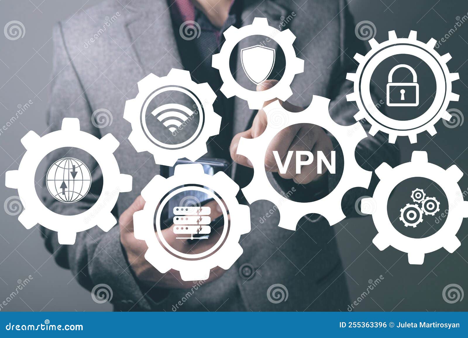 VPN and Gear Icons. the Concept of Bypassing the Ban Stock Photo ...