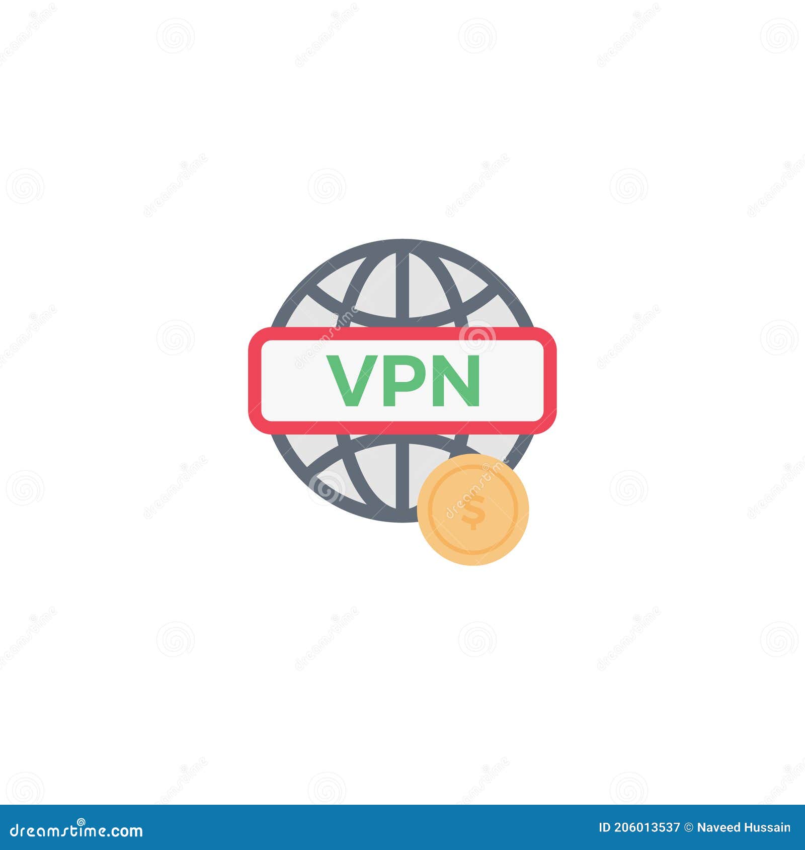 Vpn Global Vector Flat Colour Icon Stock Vector - Illustration of ...