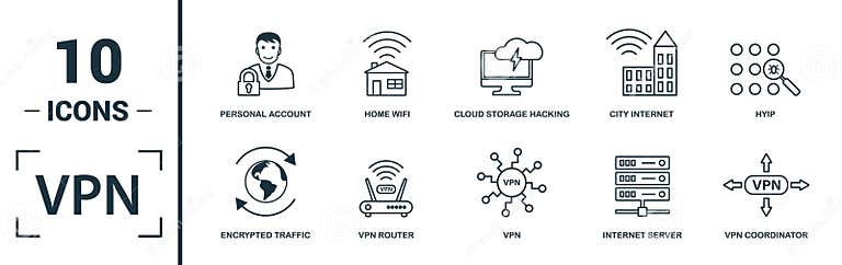 Vpn Icon Set. Include Creative Elements , Archiving, Site Security, Home Server, Cloud Storage ...