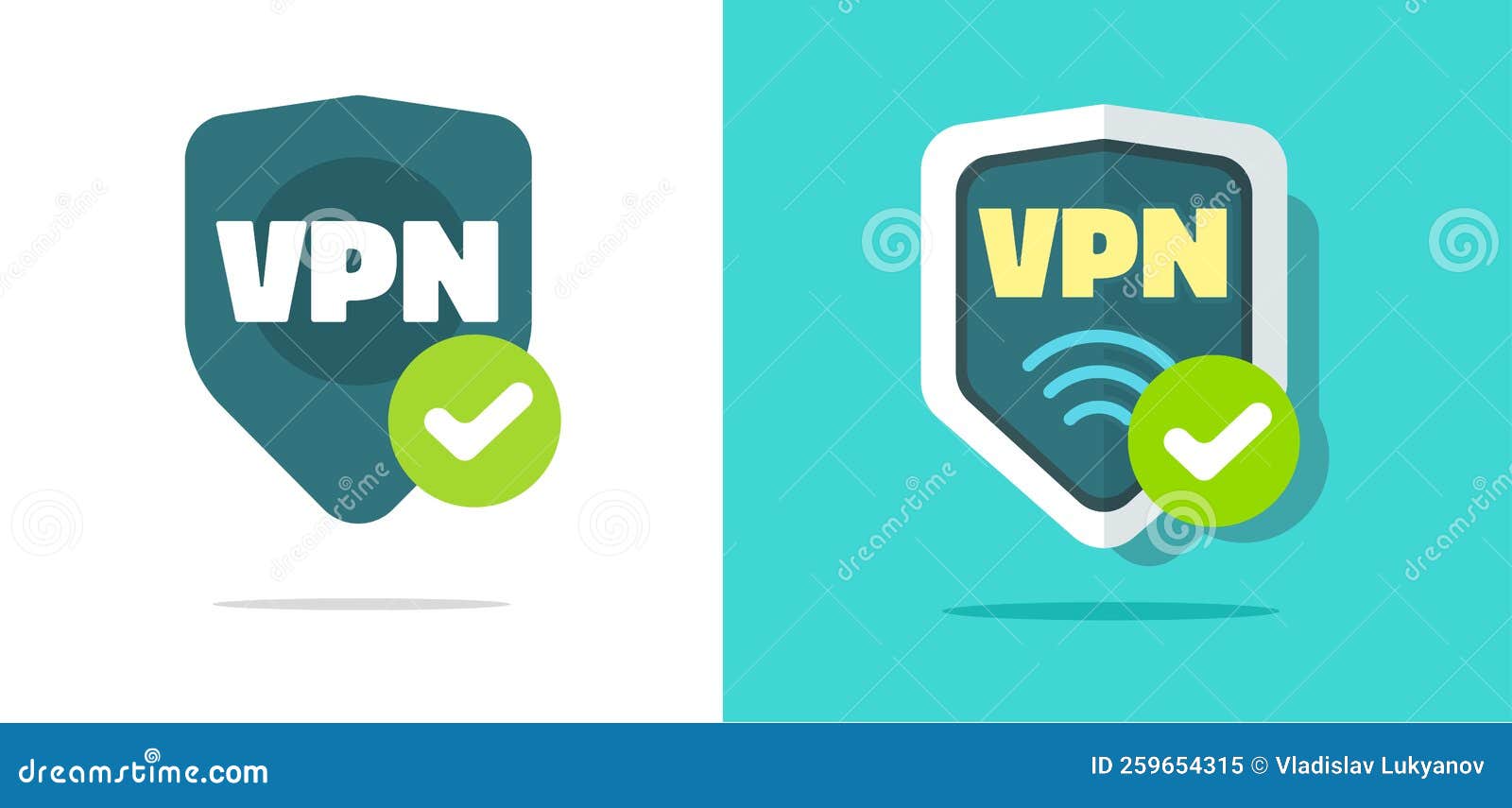 VPN Icon Vector Secure Shield Sign or Virtual Private Network Sign Blue ...