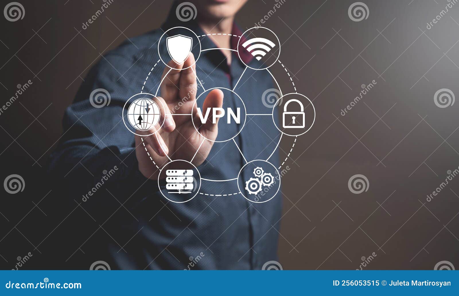 VPN and Icons on the Screen Stock Image - Image of password, hand ...