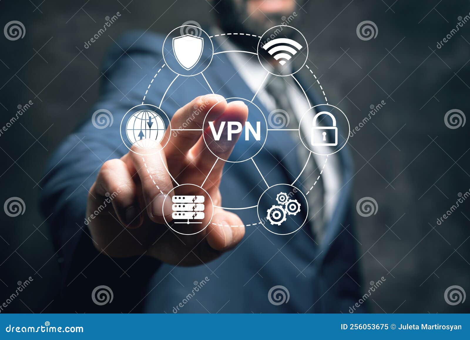 VPN and Icons on the Screen Stock Image - Image of security, finger ...