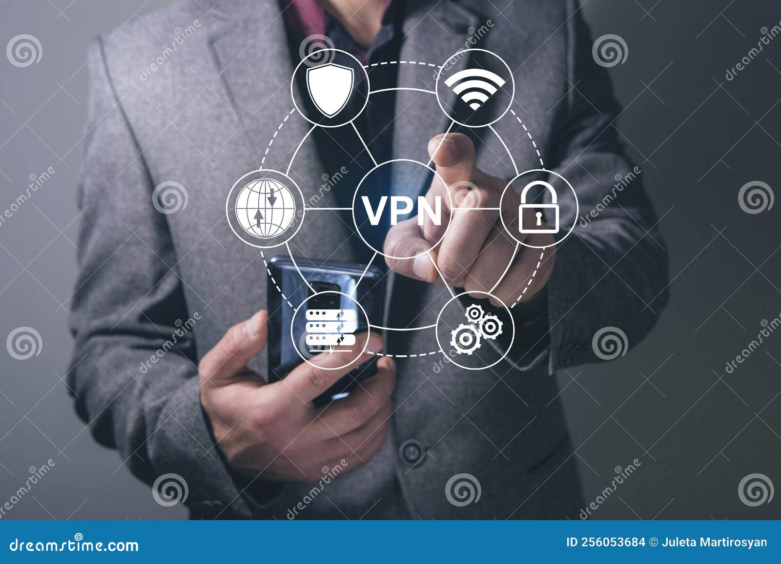 VPN and Icons on the Screen Stock Photo - Image of unlock, tapping ...