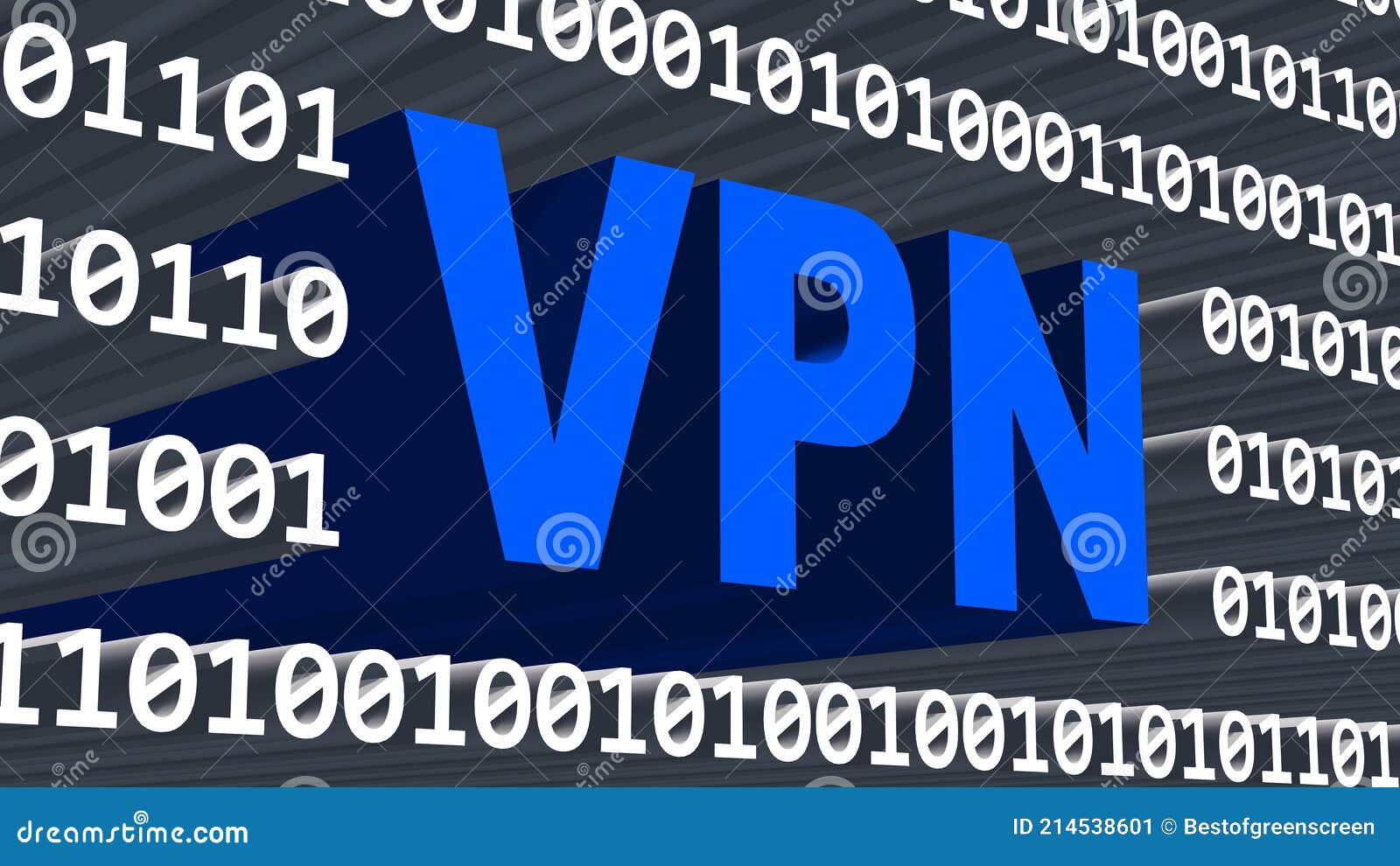 VPN Lettering in Blue Integrated into a Binary Code Screen Made of ...