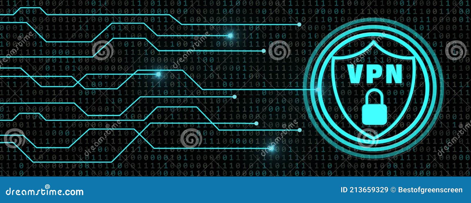 VPN Logo in Shield with Padlock - Information Connecting Lines on ...