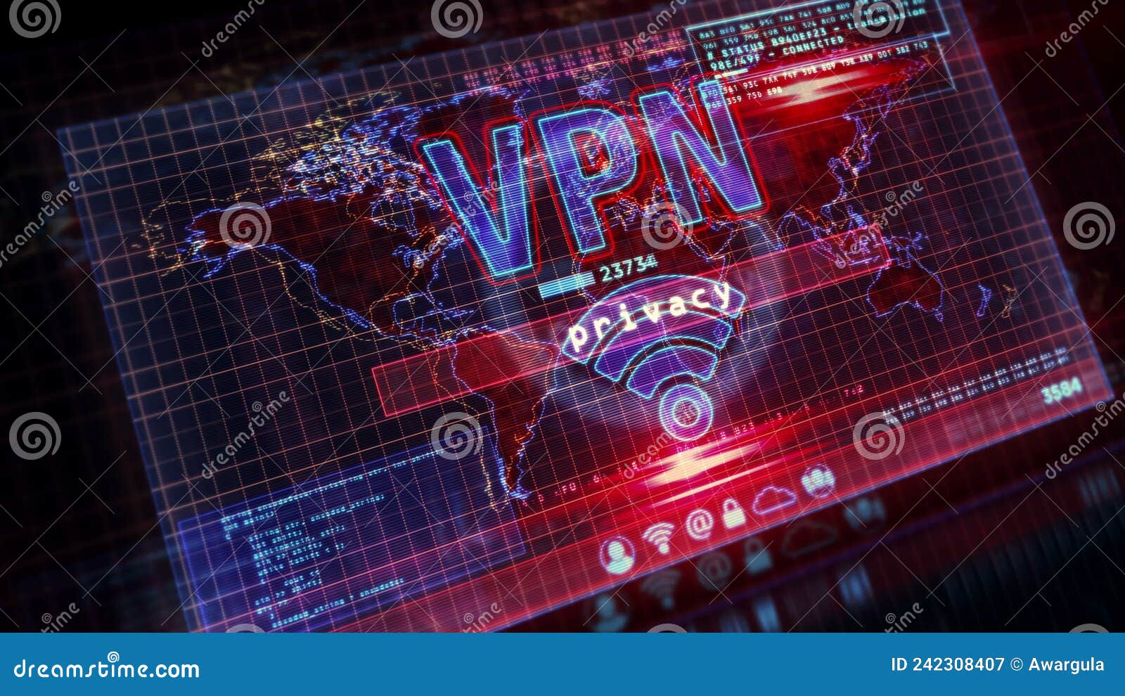 VPN Network on Display Screen Stock Video - Video of virtual, computer ...