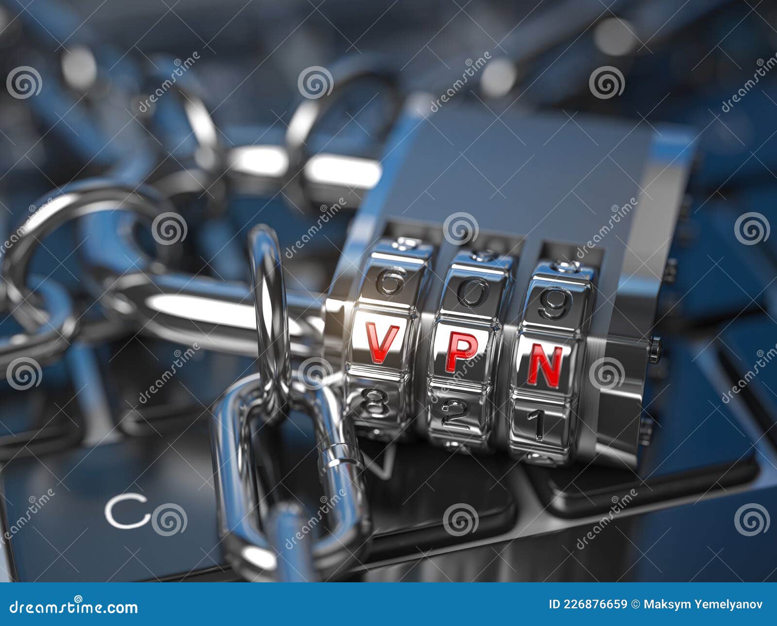 VPN Network Security Internet Privacy Encryption Concept. Lock with VPN ...