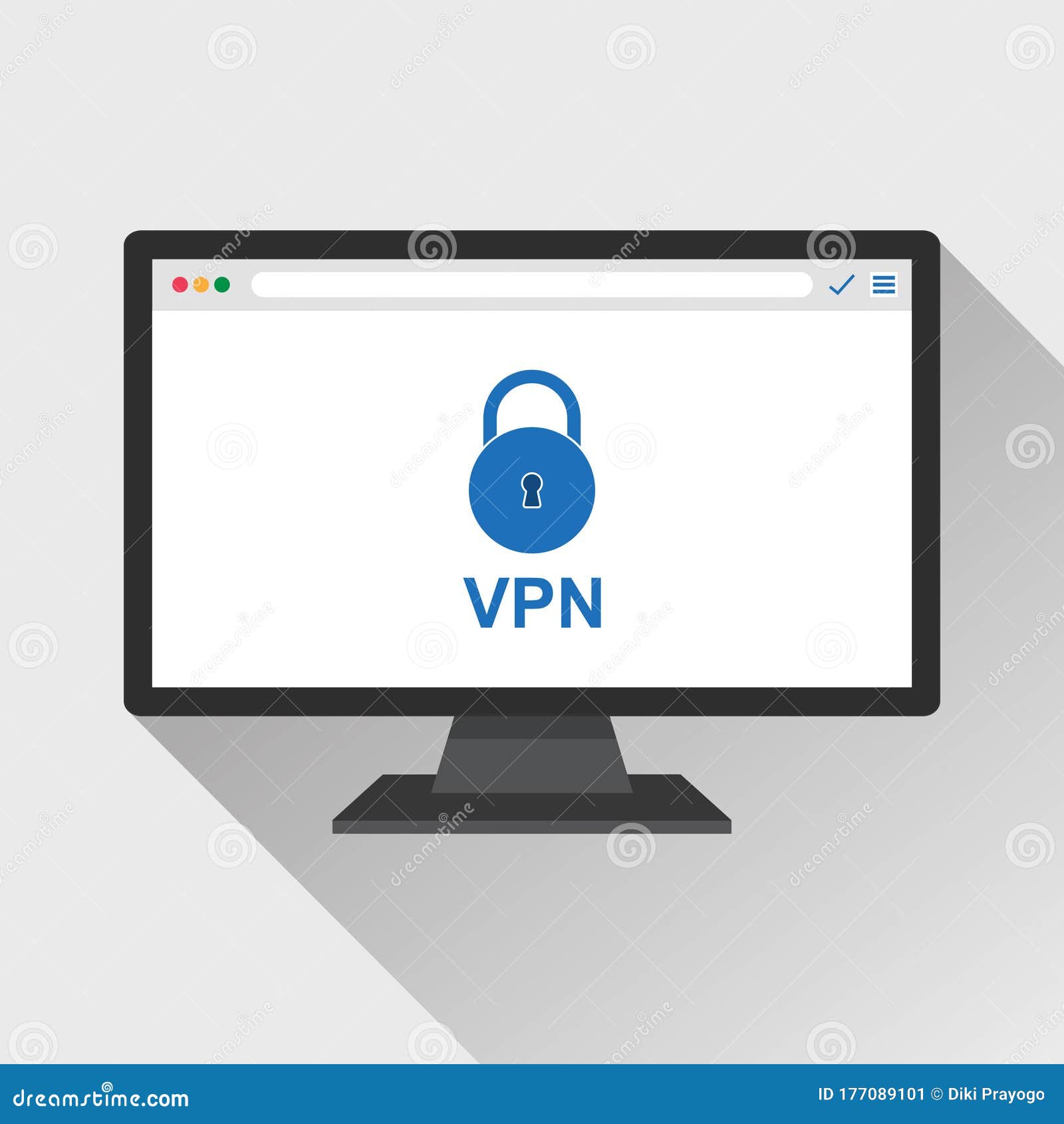 Vpn Security Lock on Computer Screen Concept. Internet Protection for ...