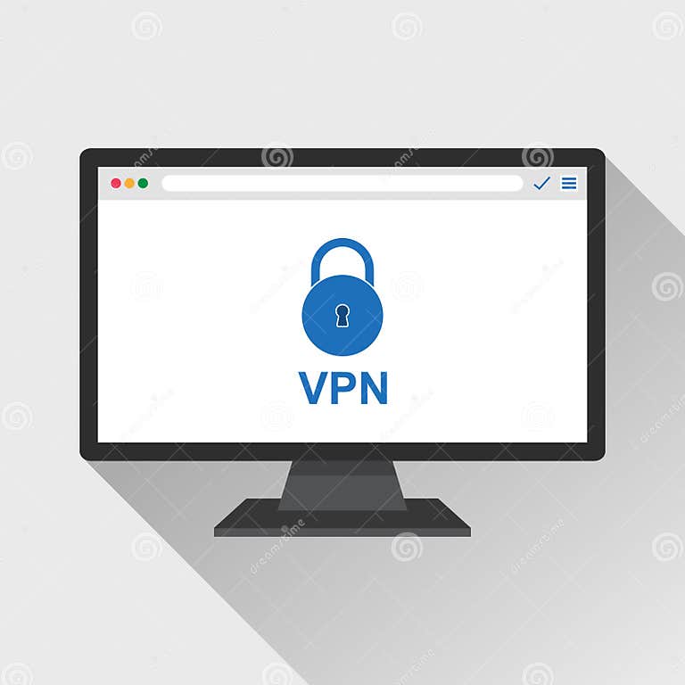 Vpn Security Lock on Computer Screen Concept. Internet Protection for ...