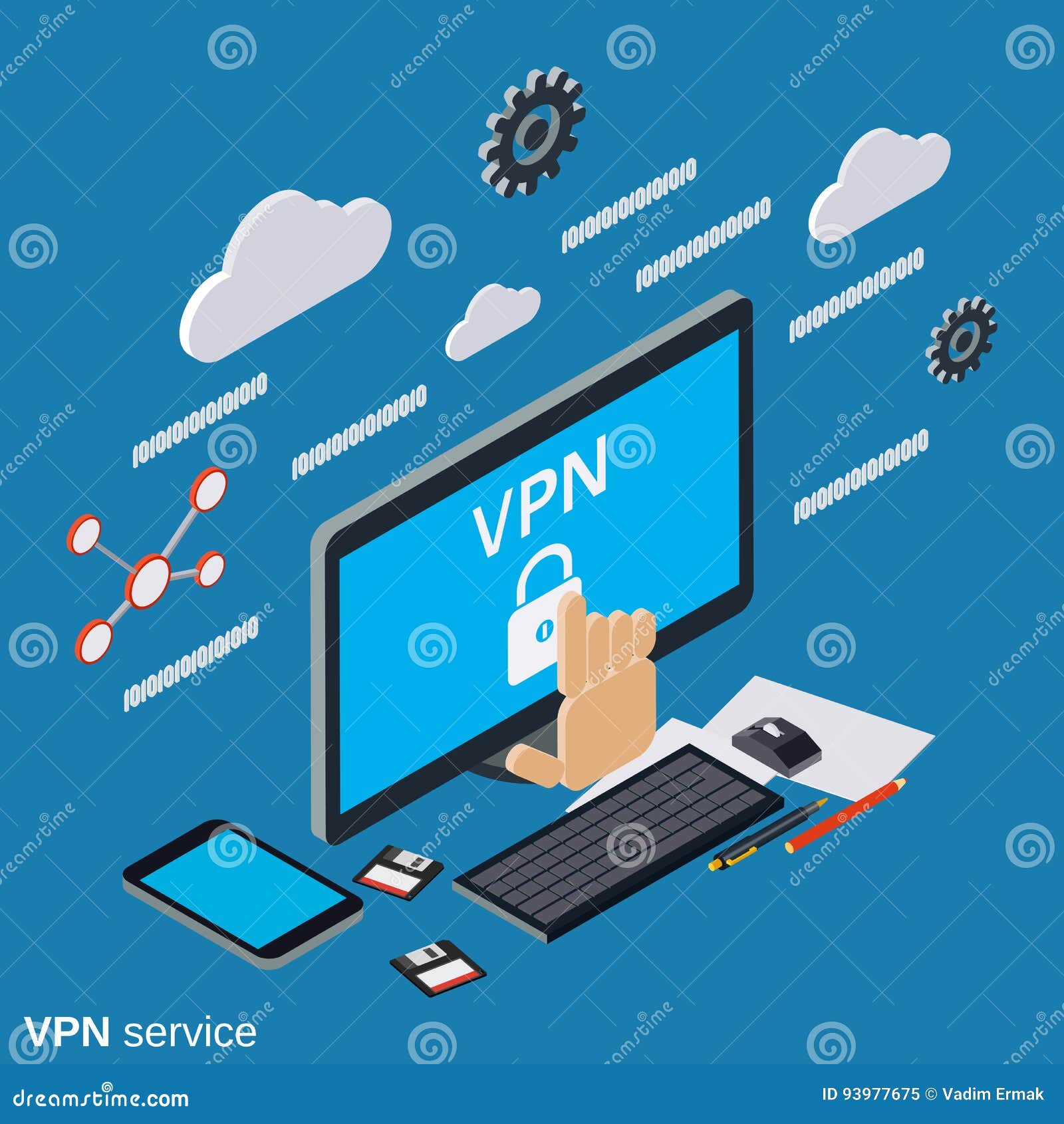 VPN service vector concept stock vector. Illustration of encryption ...