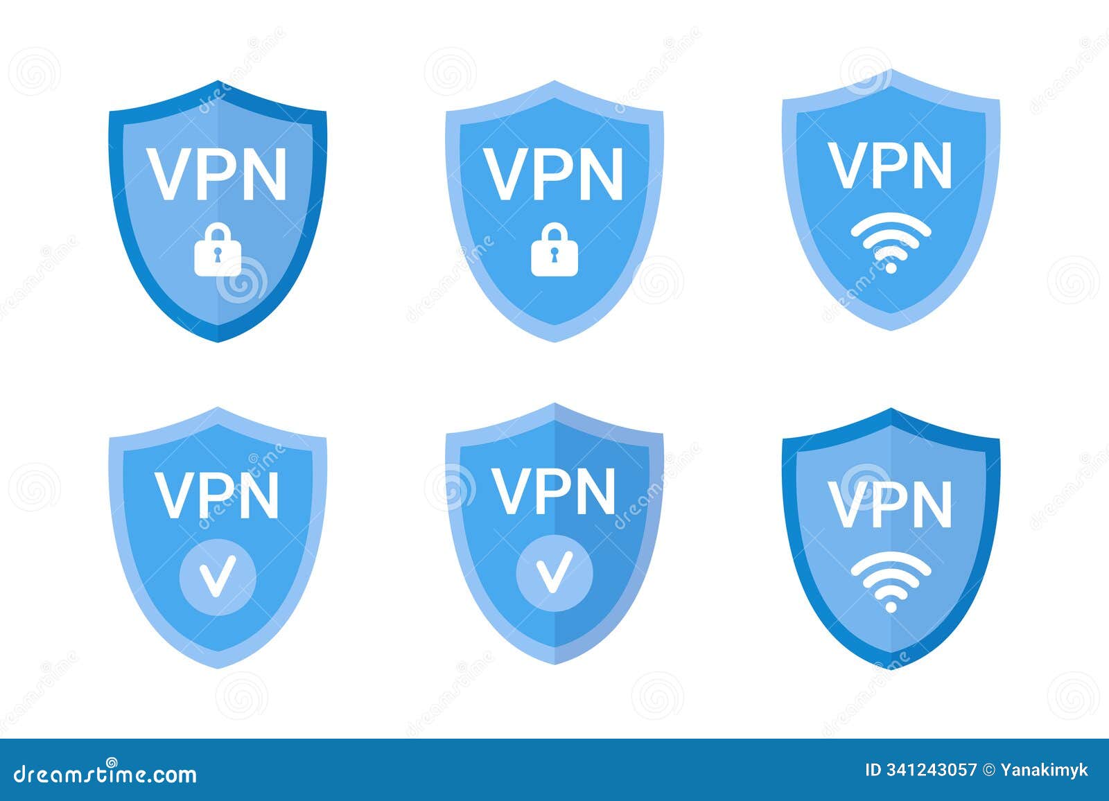 VPN Shield Icon Concept Set. Sign Vector Vpn Wifi Element Stock ...