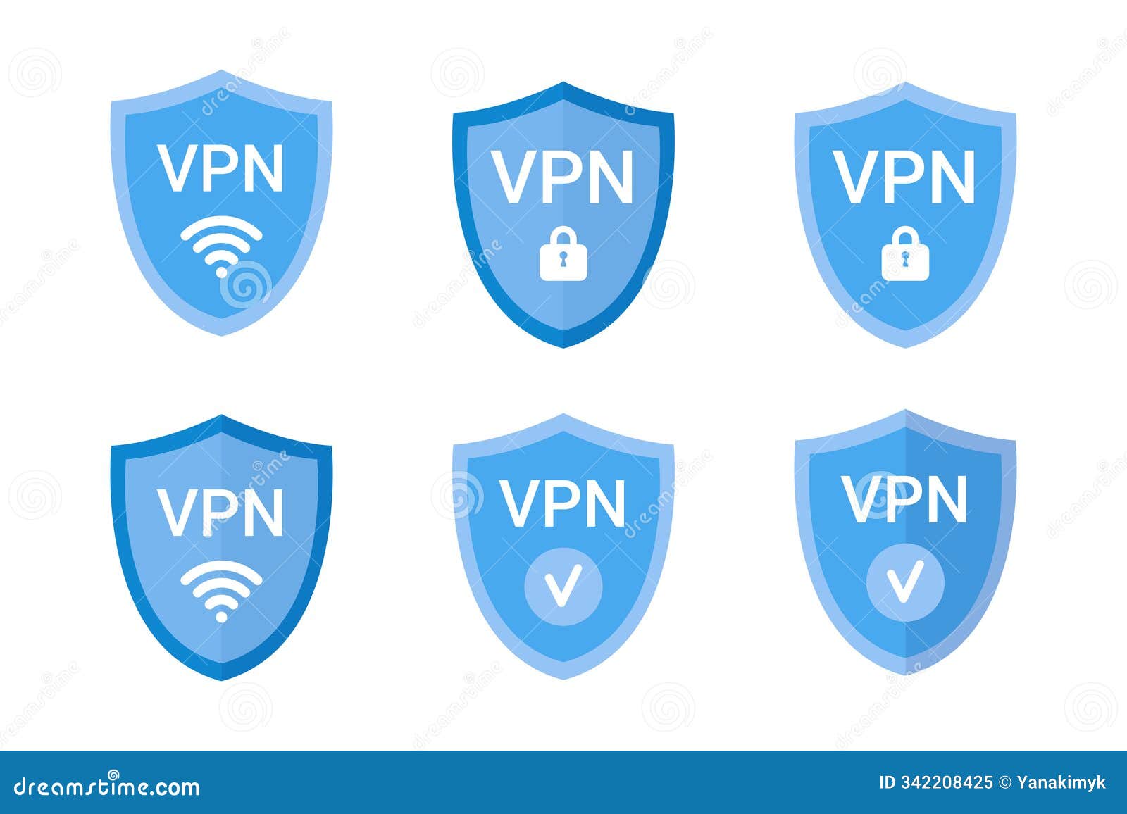 VPN Shield Icon Concept Set. Sign Vector Vpn Wifi Element Stock ...