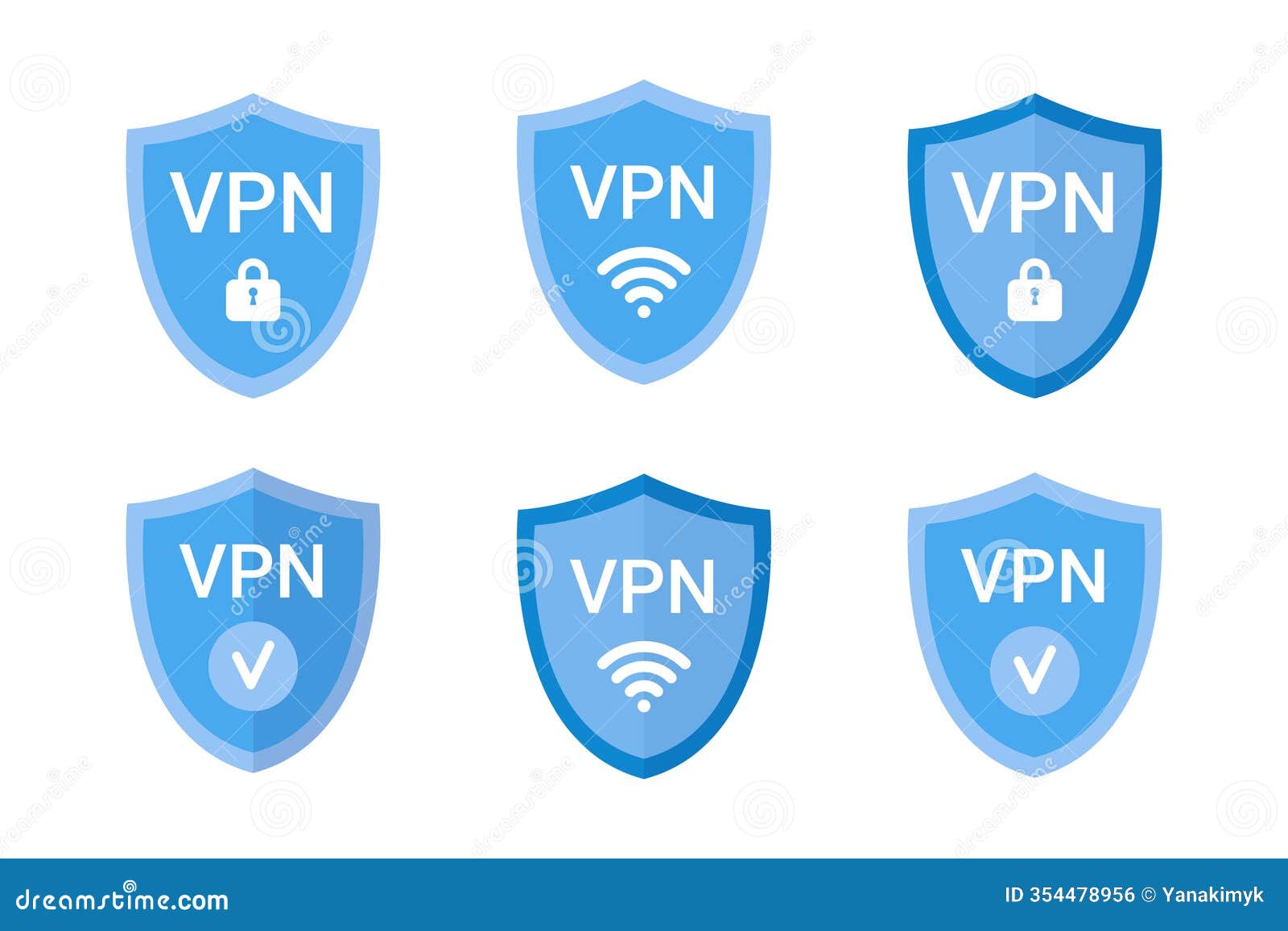 VPN Shield Icon Concept Set. Sign Vector Vpn Wifi Element Stock ...
