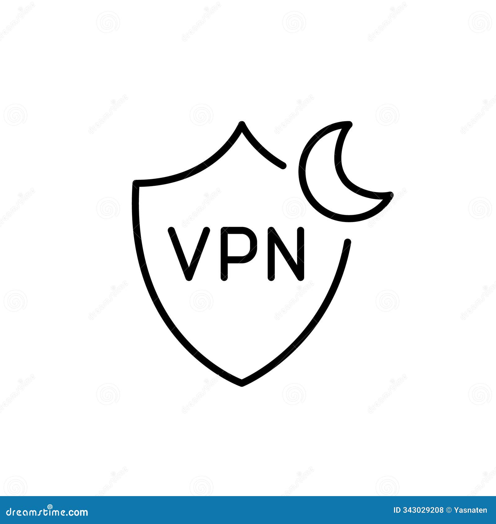 VPN Shield and Moon Symbol. Night Time Protected Online Activities ...