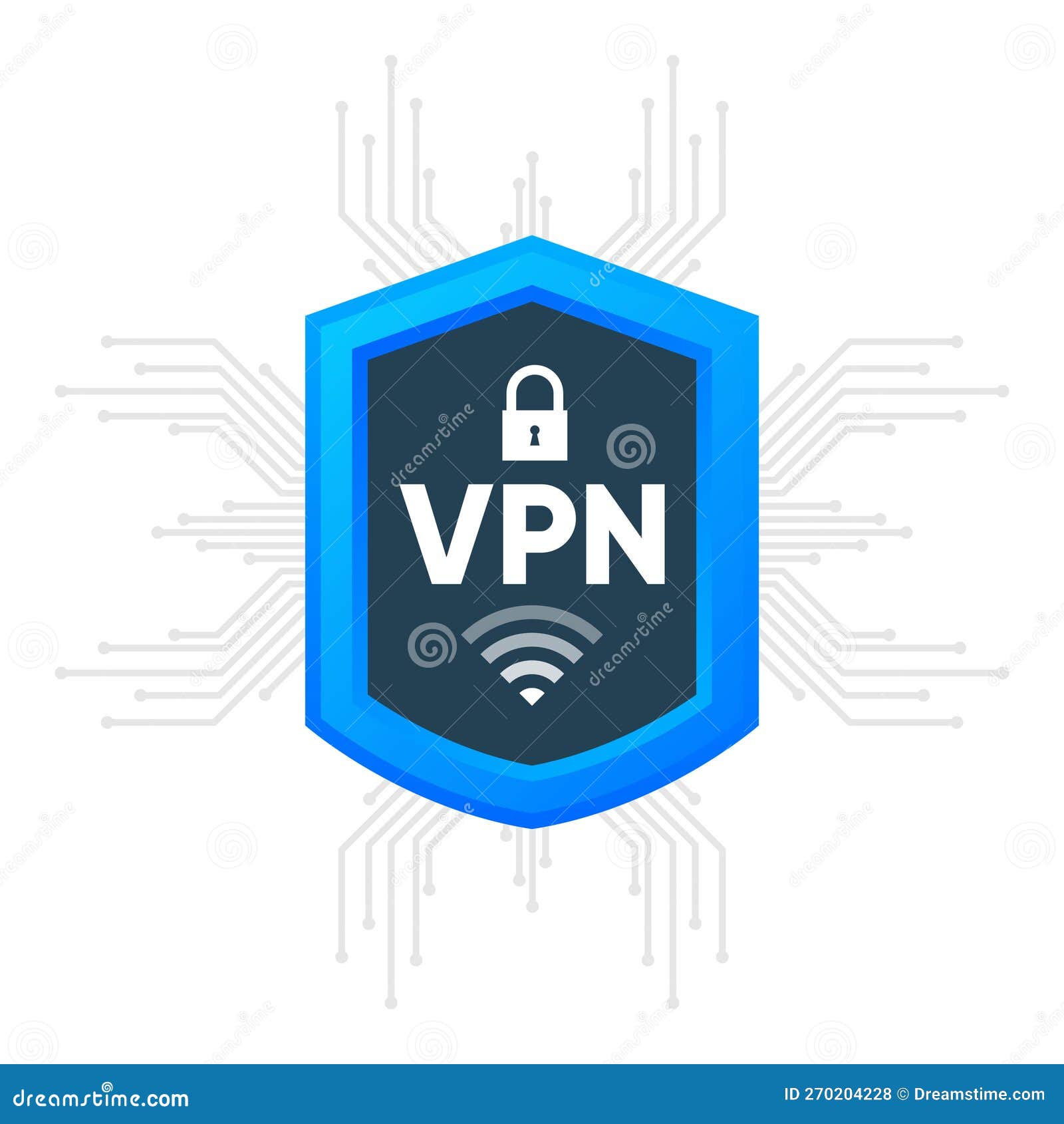 VPN Shield. Protecting Personal Data with VPN Service Stock Vector ...