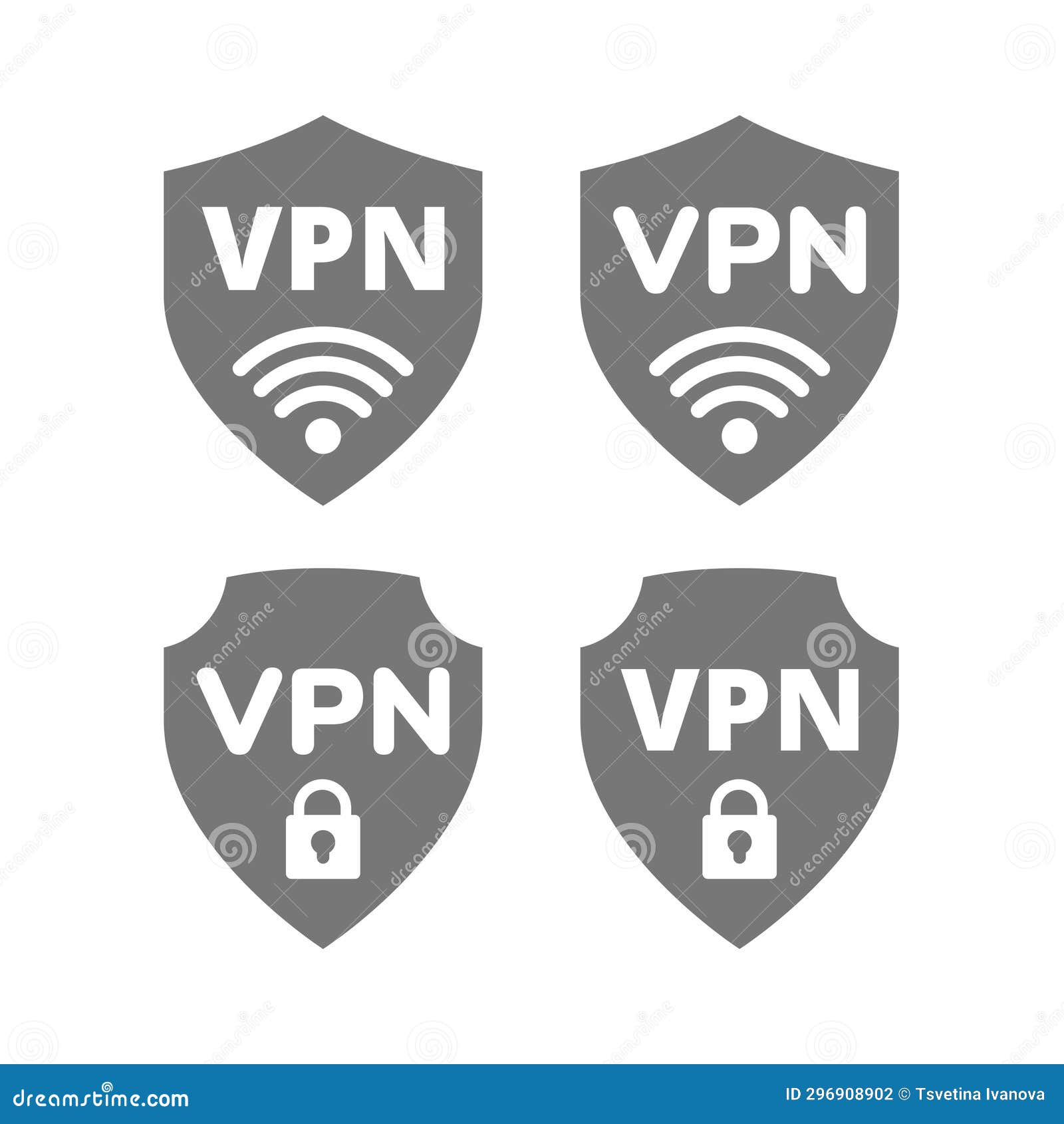 Vpn Shield with Signal and Padlock Icon Set Stock Illustration ...