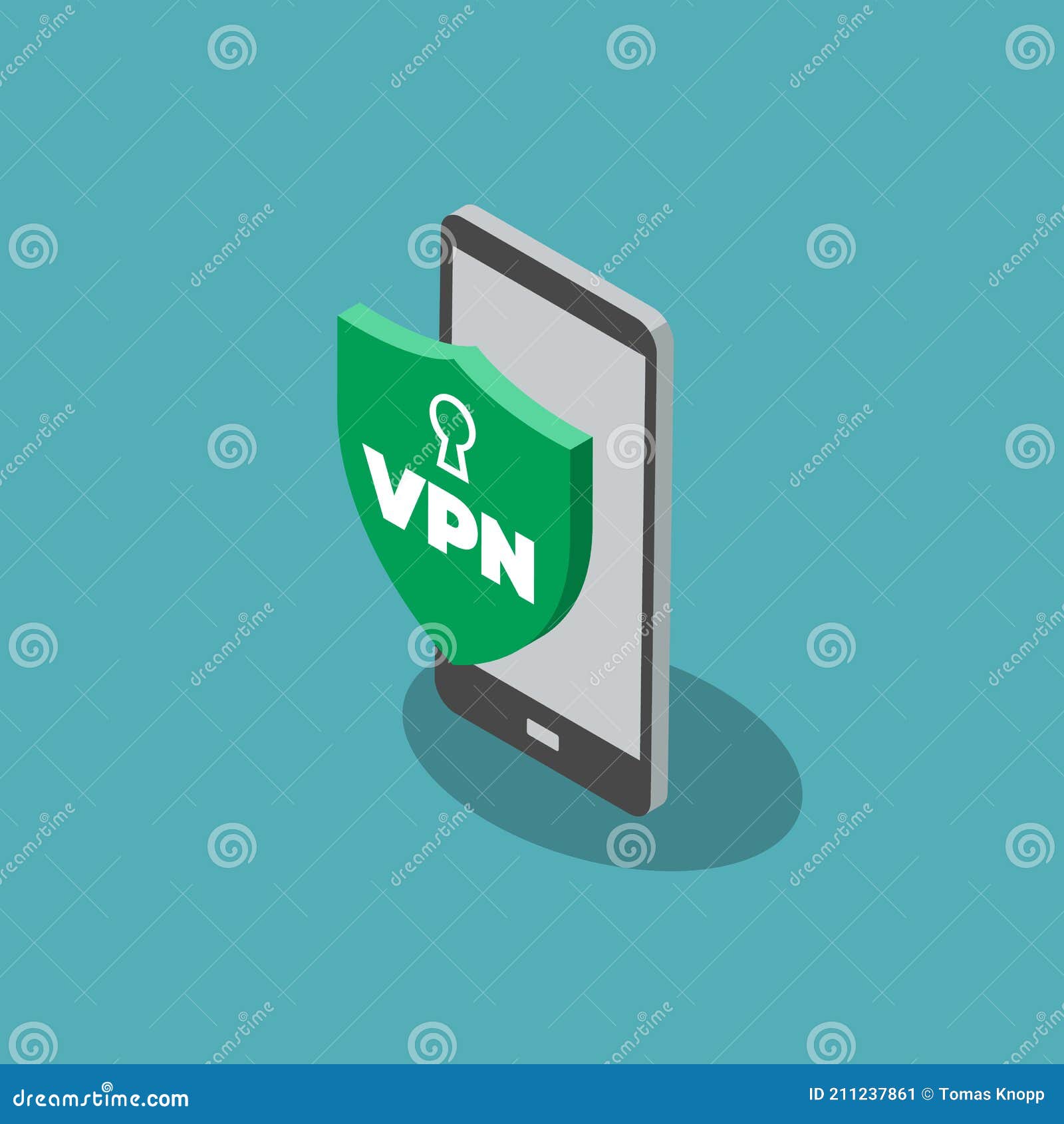 VPN for Smartphone Symbol, Isolated on Blue Background Stock Vector ...