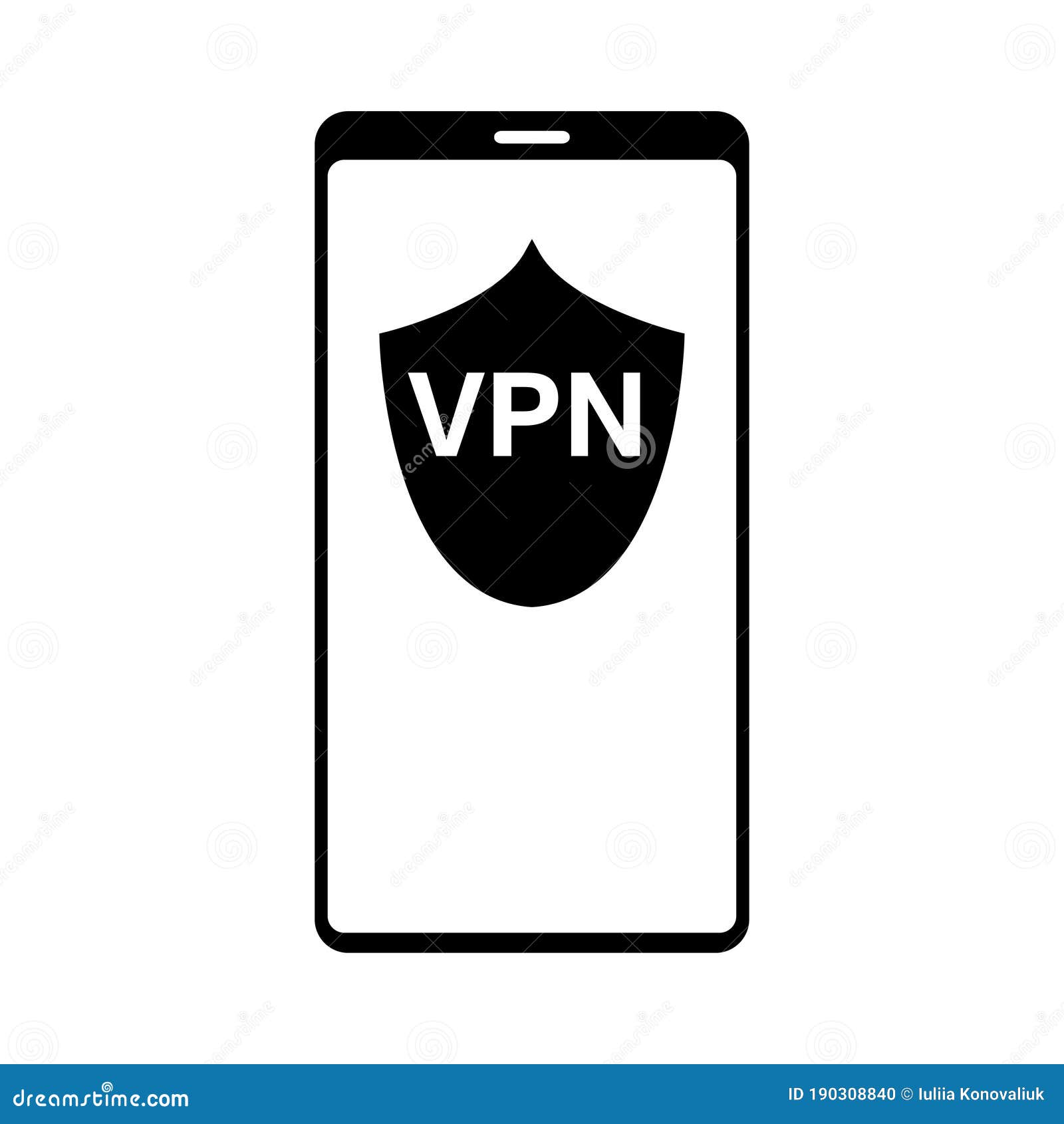 VPN Vector Icon on Smartphone . Virtual Private Network. Shield with ...