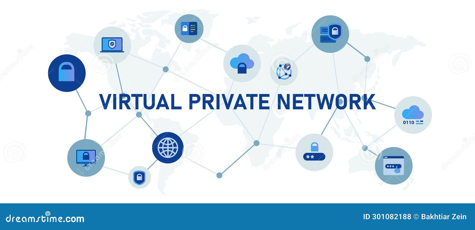 VPN Virtual Private Network Concept Banner Header Connected Icon Set ...