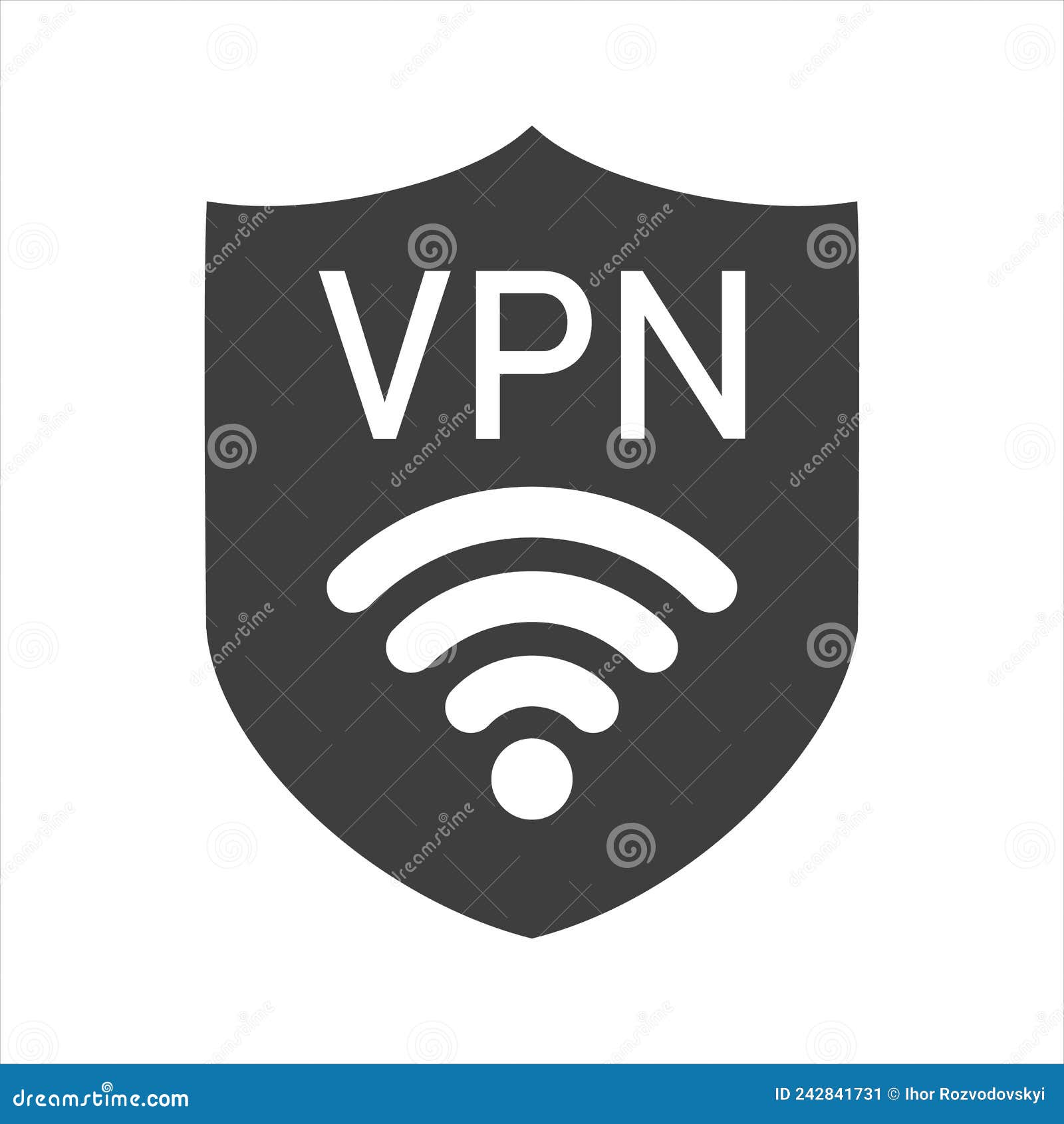 VPN - Virtual Private Network Icon. Simple Shield with Wi-fi Symbol ...