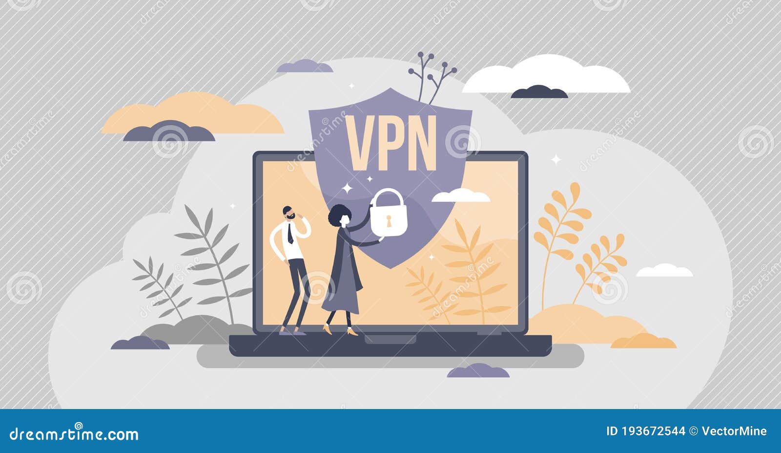 VPN Virtual Private Network Information Secured in Cloud Tiny Person ...