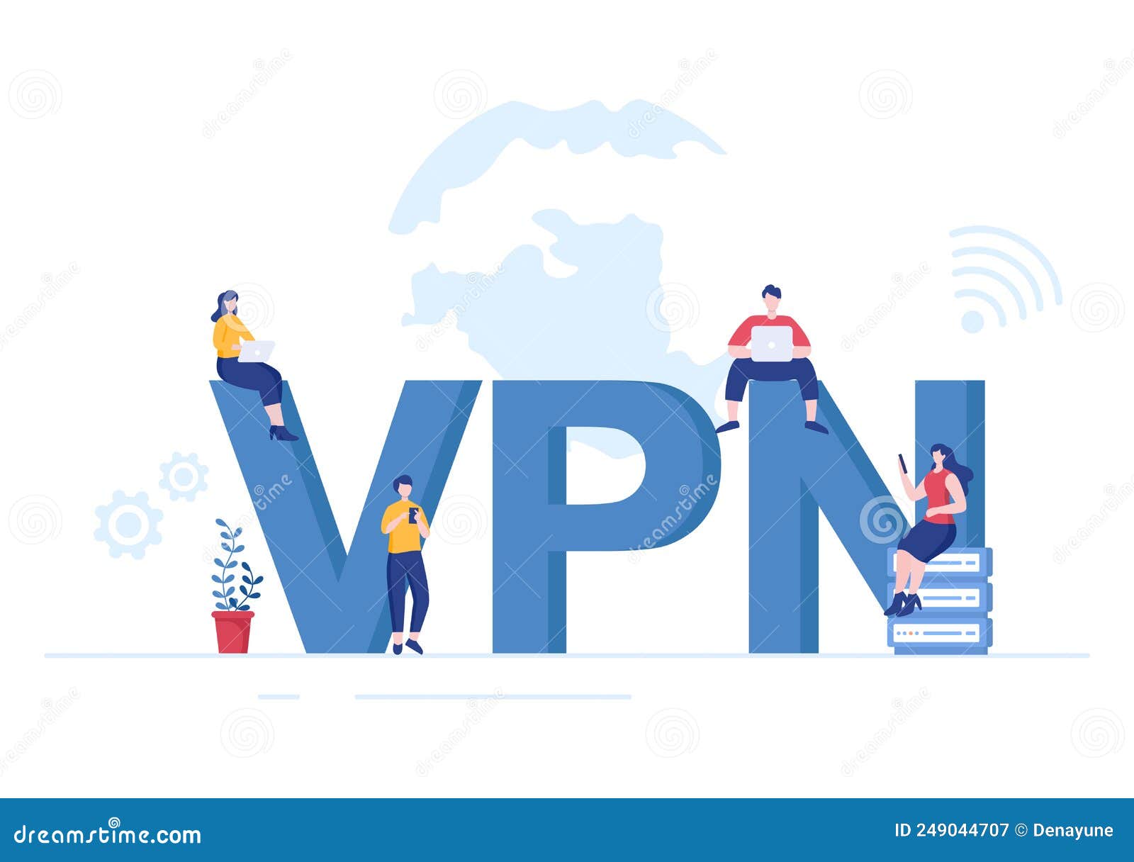 VPN or Virtual Private Network Service Cartoon Vector Illustration To ...