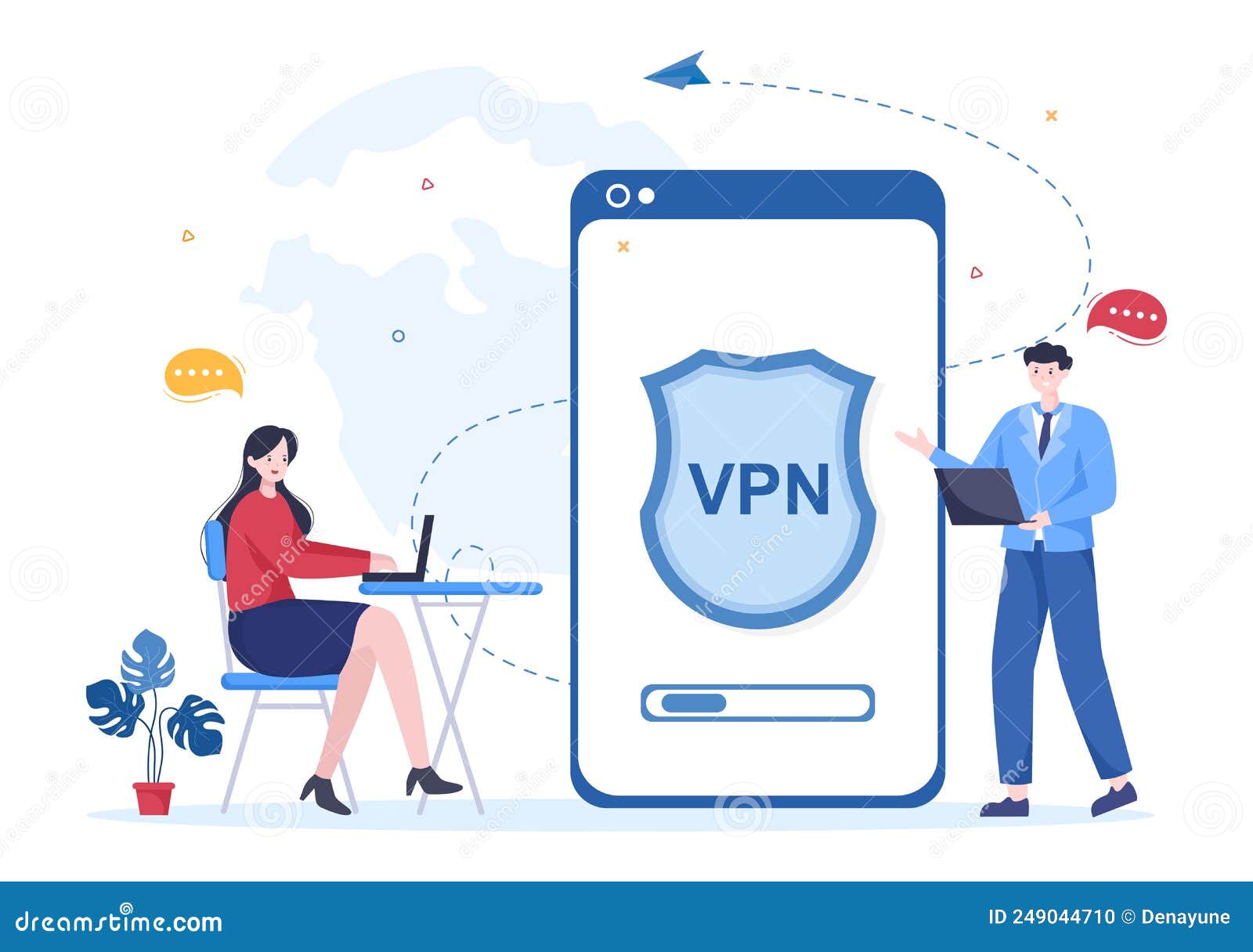 VPN or Virtual Private Network Service Cartoon Vector Illustration To ...