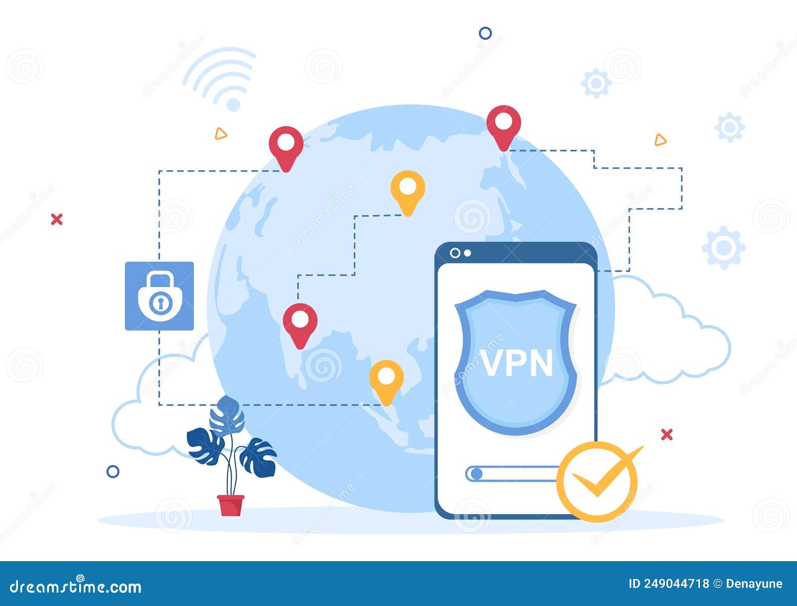 VPN or Virtual Private Network Service Cartoon Vector Illustration To ...