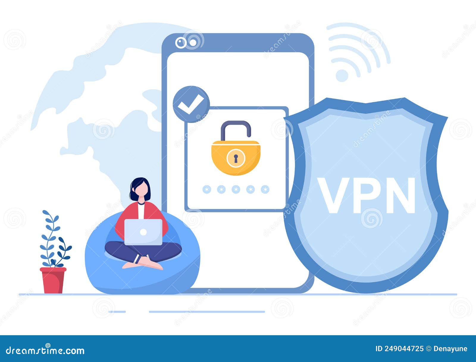 VPN or Virtual Private Network Service Cartoon Vector Illustration To ...