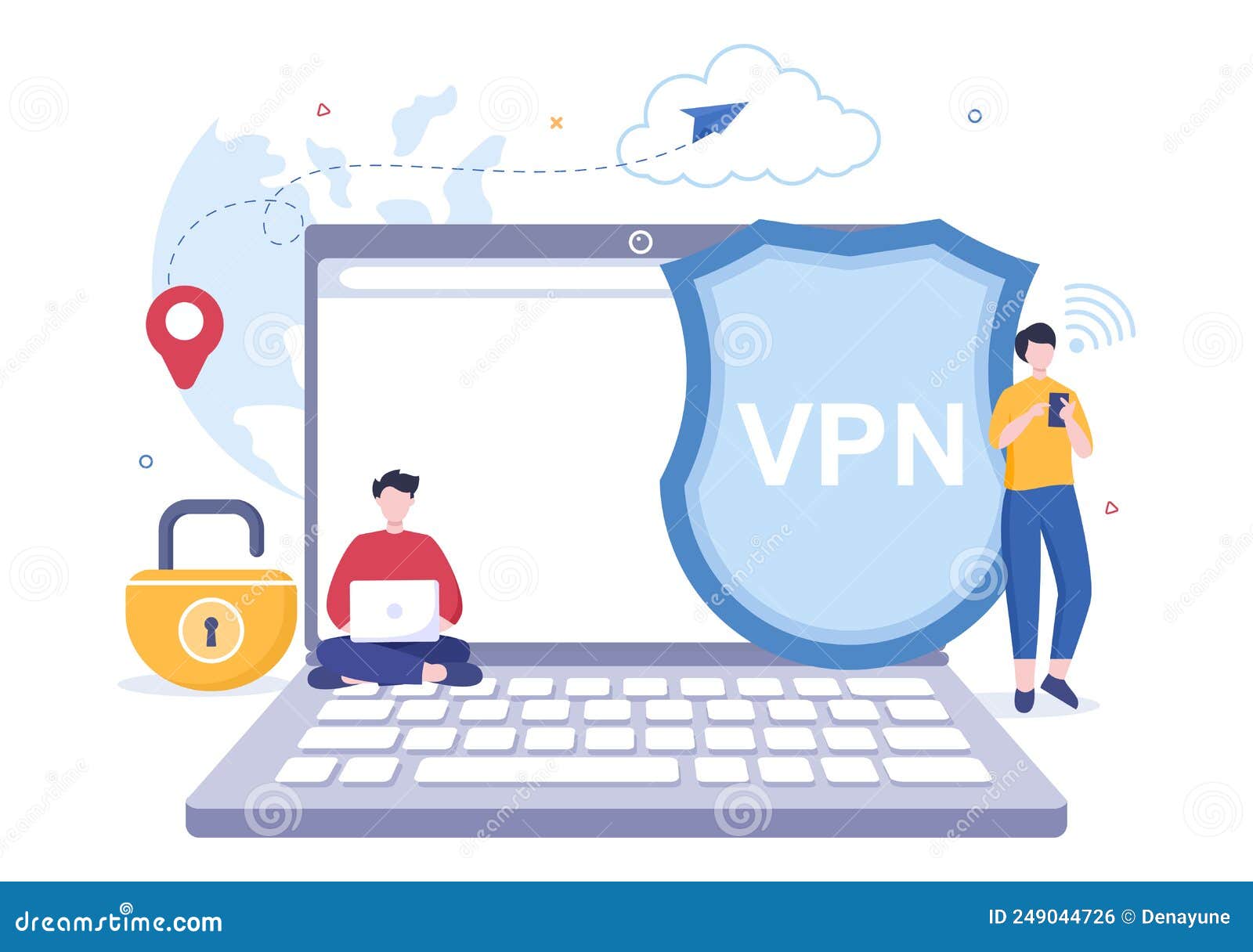 VPN or Virtual Private Network Service Cartoon Vector Illustration To ...