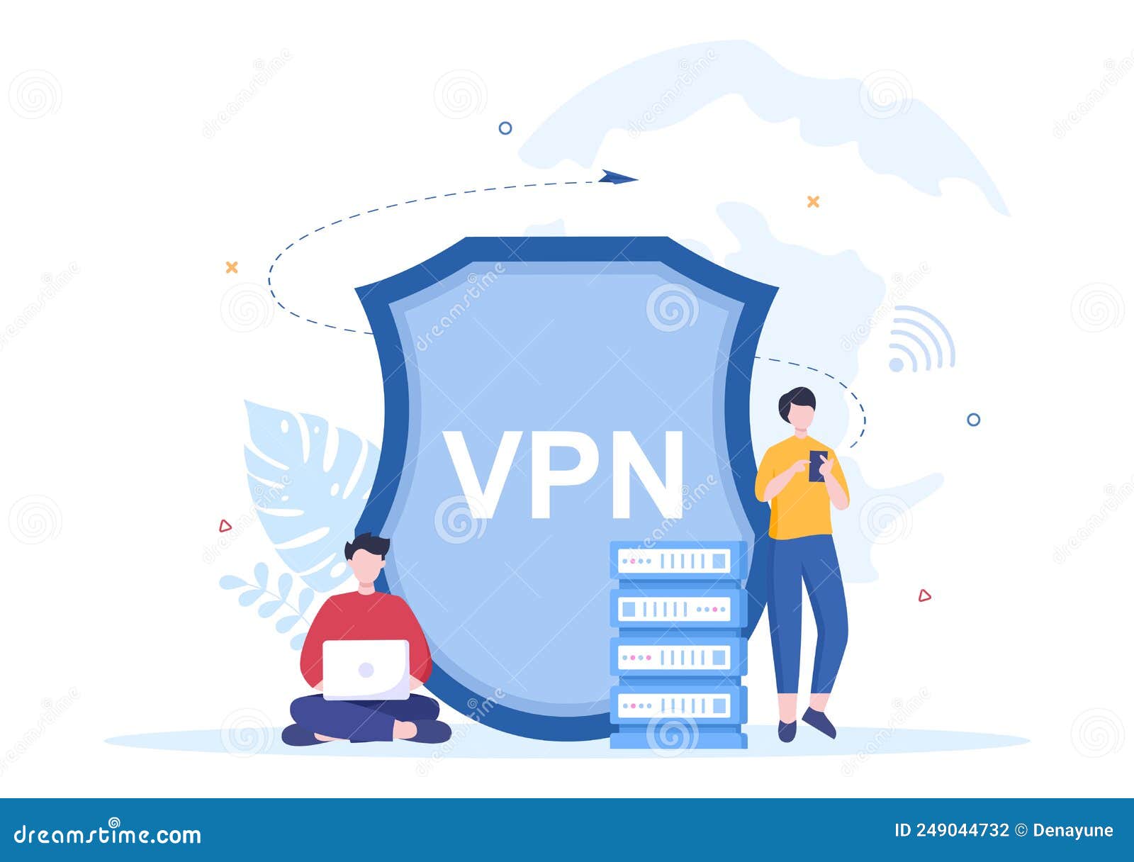 VPN or Virtual Private Network Service Cartoon Vector Illustration To ...