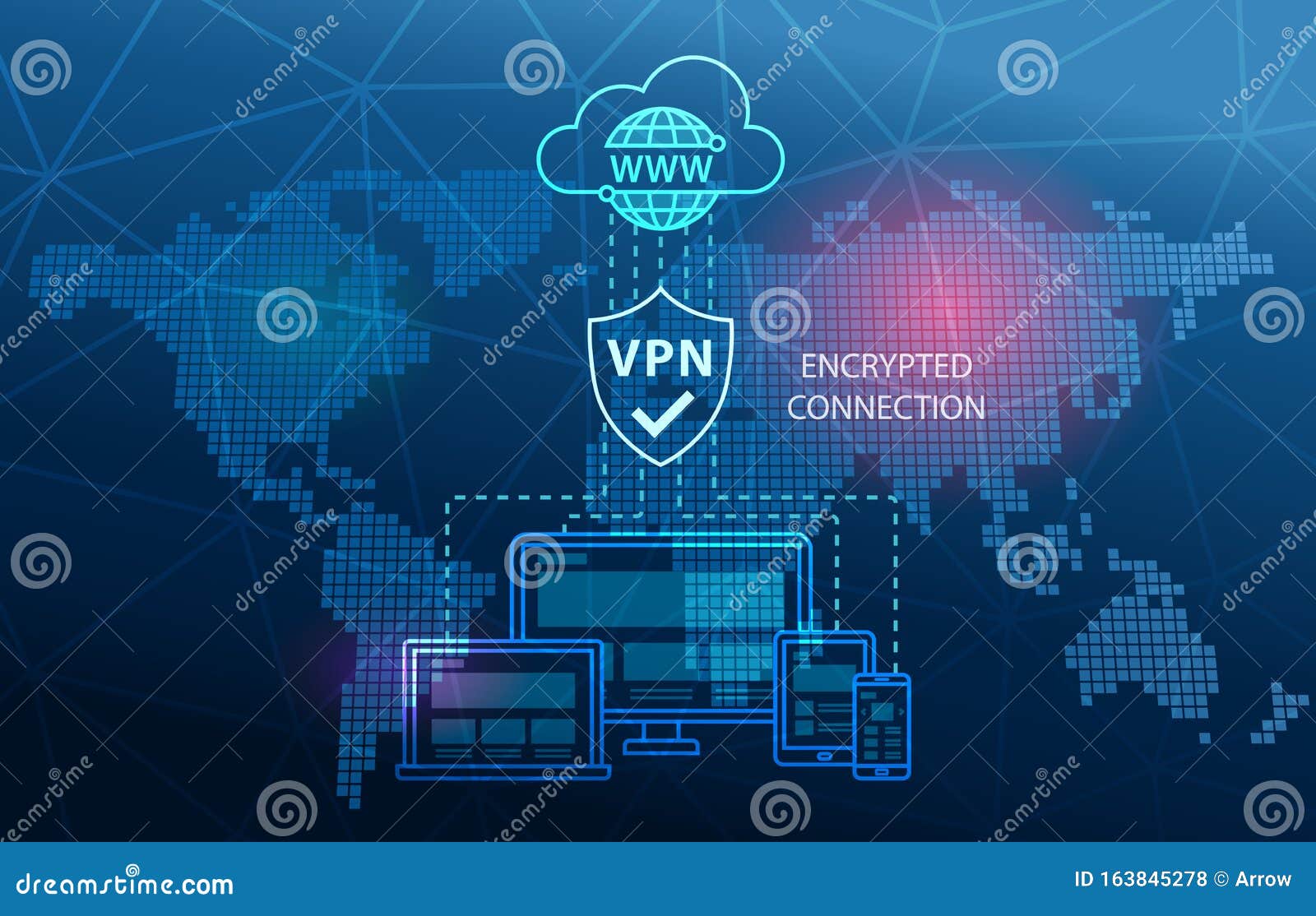 VPN Virtual Private Network Technology Secure Connection Cyber Security Background Stock ...