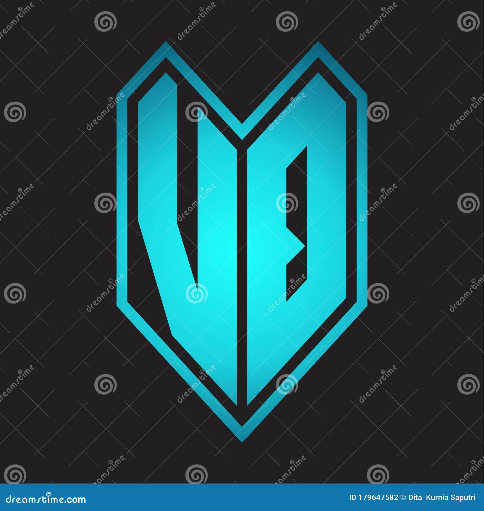 VQ Logo Monogram with Emblem Line Style Isolated on Blue Gradient ...