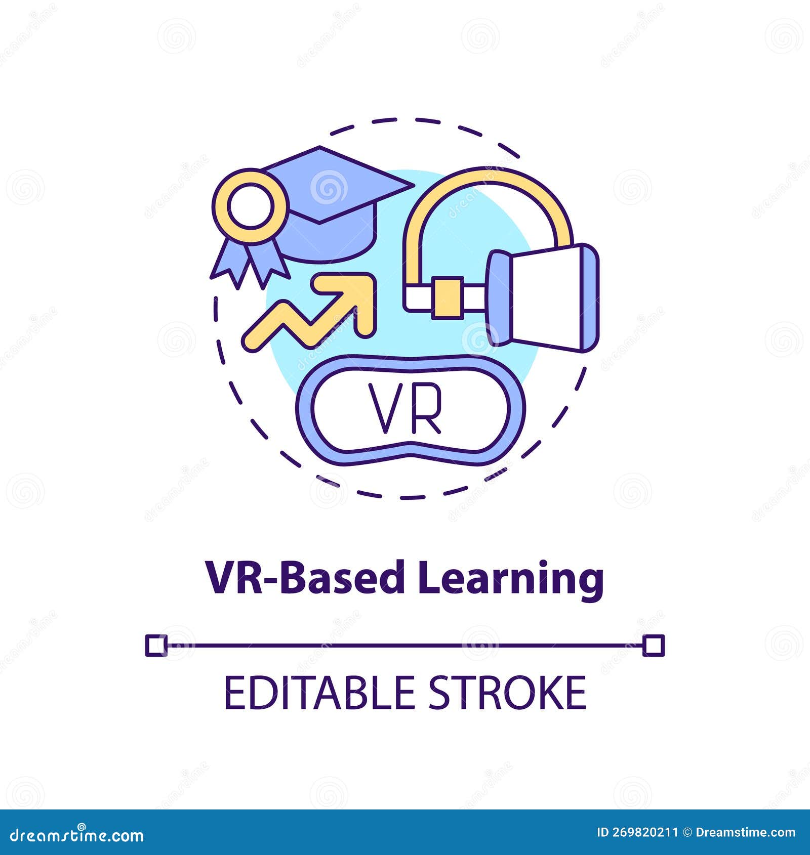 VR Based Learning Concept Icon Stock Vector - Illustration of learning ...