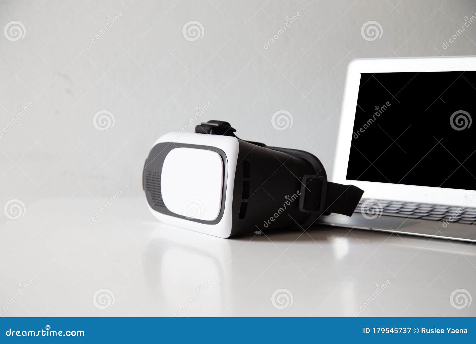 VR Box Placed on a White Desk with a Laptop in the Training Room.the ...