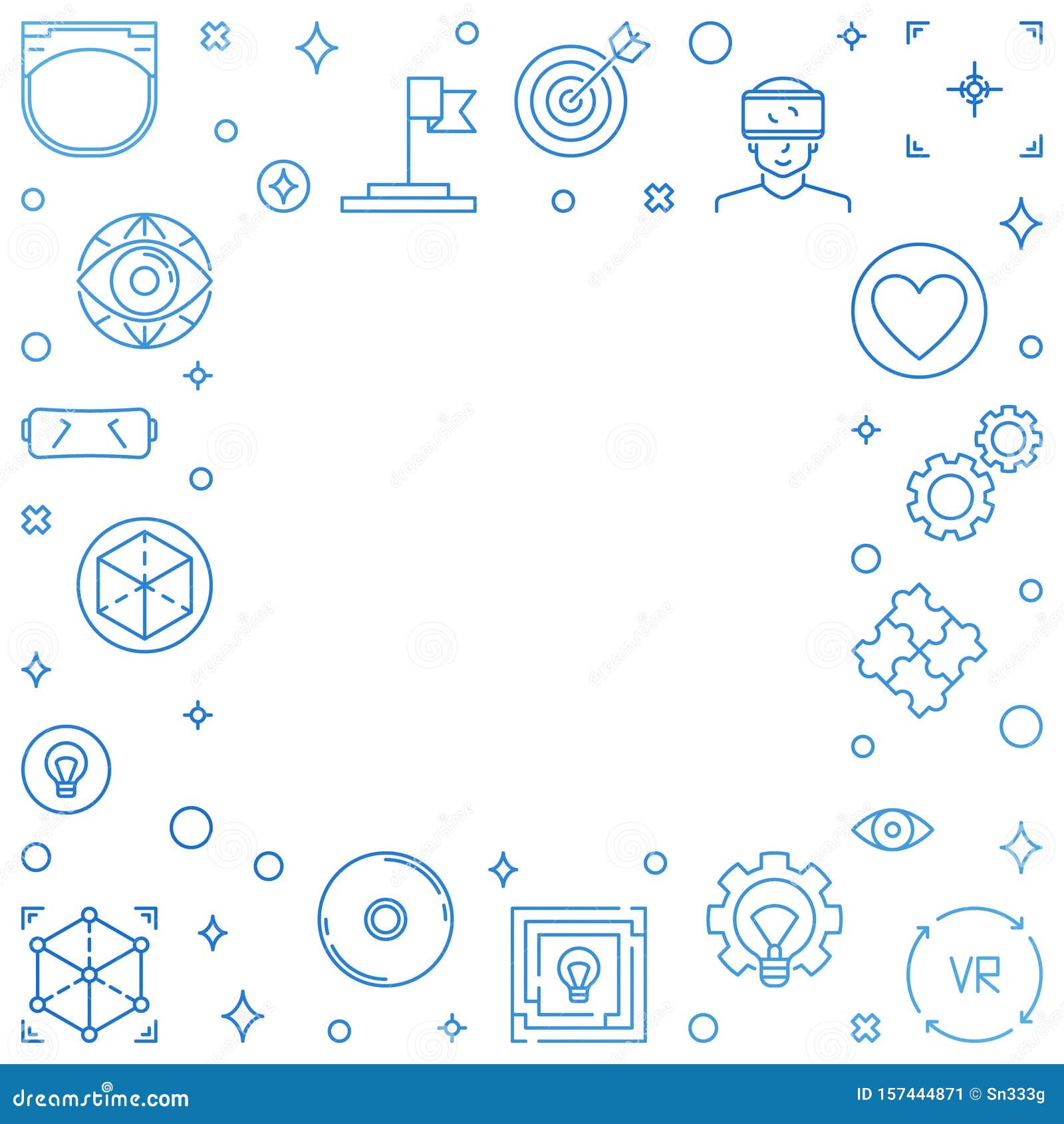 VR Creative Frame - Vector Virtual Reality Outline Illustration Stock ...