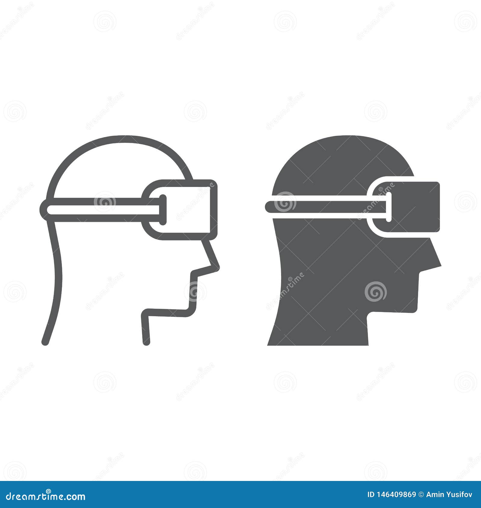 VR Device Line and Glyph Icon, Gaming and Virtual, Vr Headset Sign ...