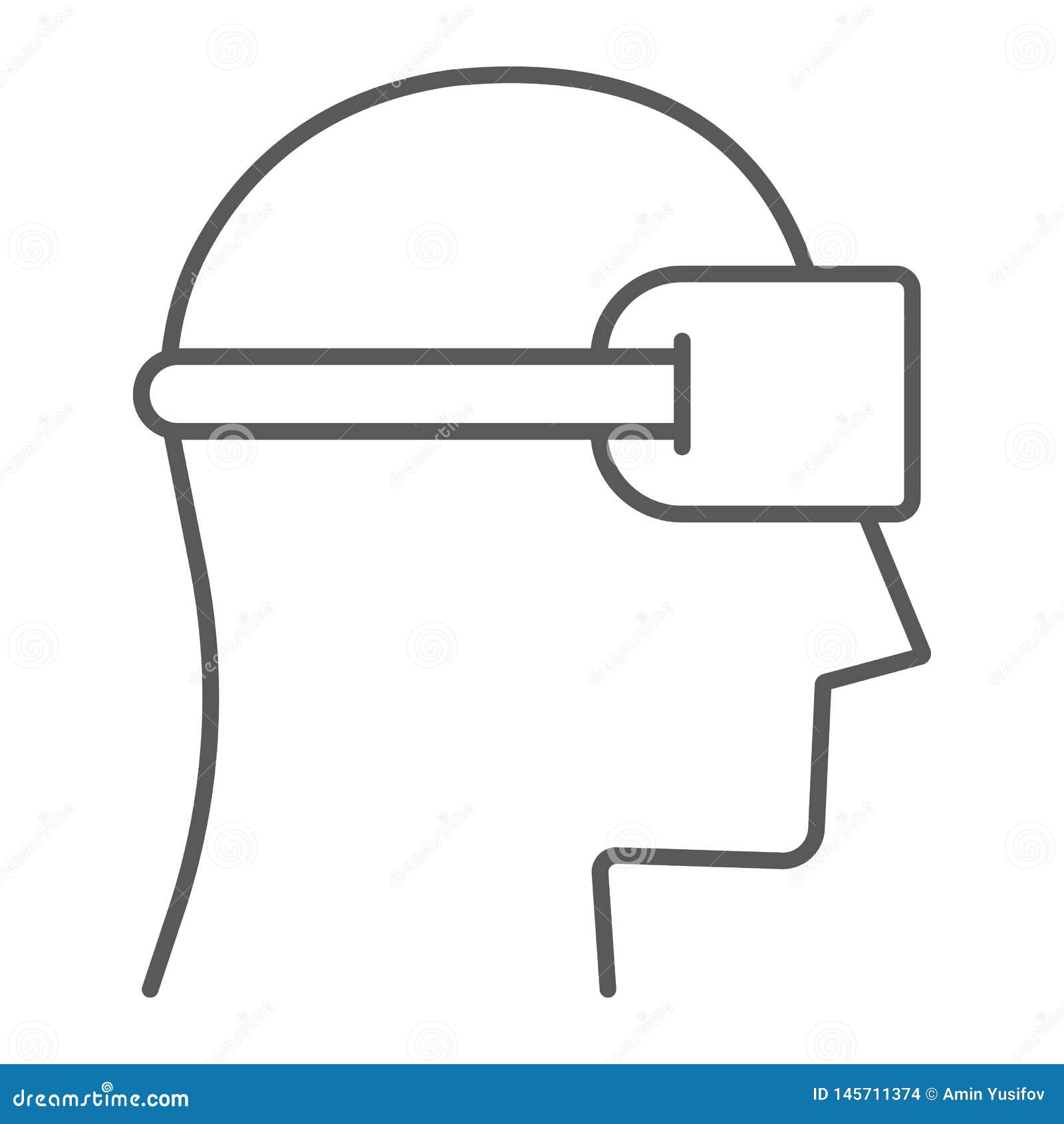 VR Device Thin Line Icon, Gaming and Virtual, Vr Headset Sign, Vector ...
