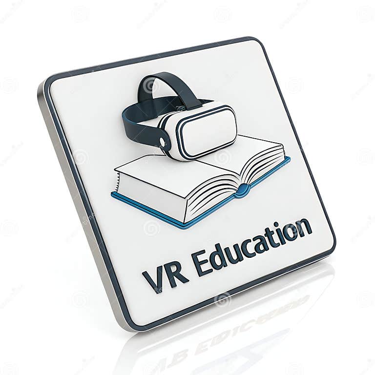 VR Education 3D Icon, Virtual Reality Learning Tool Isolated on White ...